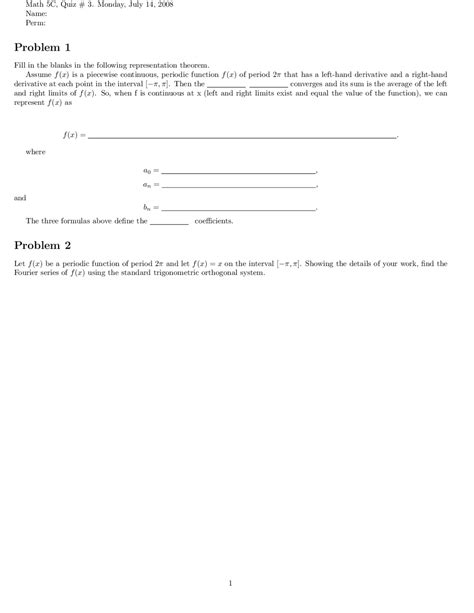 3 Problems In Vector Calculus 2 Quiz 3 Math 5c Docsity