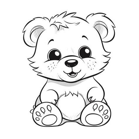 아이들을 위한 귀여운 곰 색칠 페이지 손으로 그린 곰 개요 그림 프리미엄 벡터 프리미엄 Ai 생성 벡터