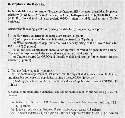 SOLVED Description Of The Data File In The Data File There Are Gender 1 Male 2 Female SES