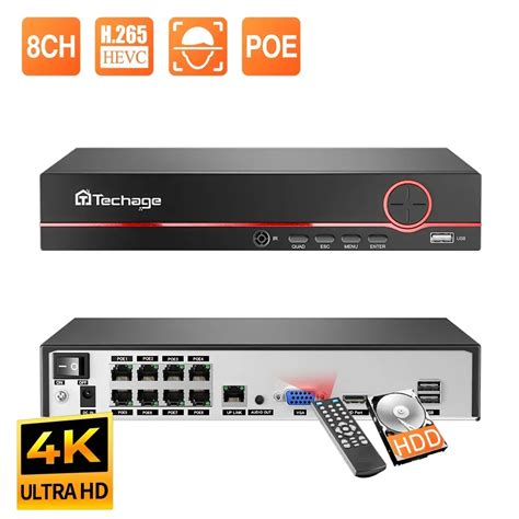 Techage Sistema De Videovigilancia De Seguridad Grabador De V Deo De Red H Canales