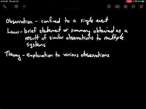 solved classify each statement as an observation a law or a theory