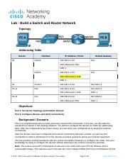 Lab Build A Switch And Router Network Docx Lab Build A Switch And Router Network