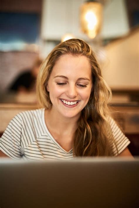 Cafe Student And Girl With Smile Study And Typing Of Project With