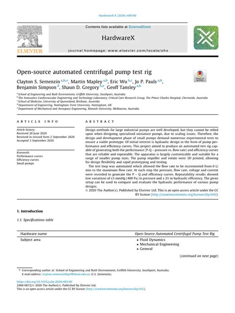 Open Source Automated Centrifugal Pump Test Rig Pdf Screw Pump