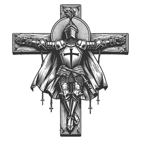 Crucified Knight In Armor Engraving Vector Stock Vector Illustration Of Historic Crusader Crucified Knight In Armor Engraving Vector Stock Vector Illustration Of Historic Crusader