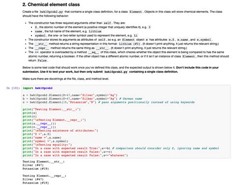 Solved 2 Chemical Element Class Create A File Hwk10prob2 Py Chegg Com