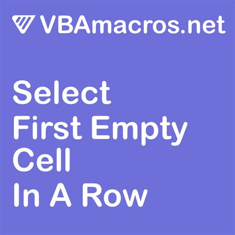 Excel Select First Empty Cell In A Row