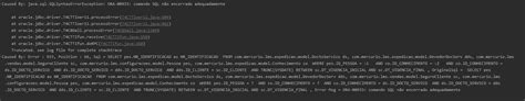 ORACLE Caused By java sql SQLSyntaxErrorException ORA 00933 comando SQL não encerrado