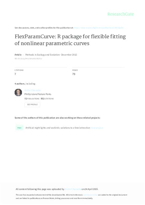 pdf flexparamcurve r package for flexible fitting of nonlinear