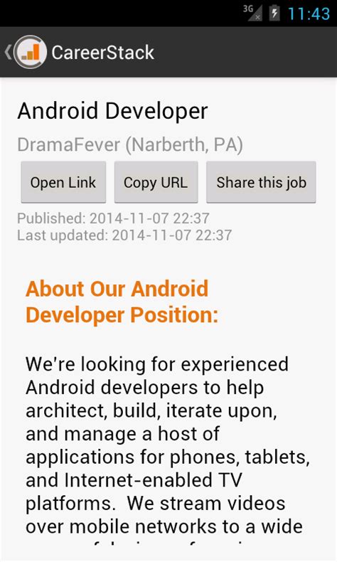 CareerStack An Android App To Search Stack Overflow Careers From Your Mobile Or Tablet Stack