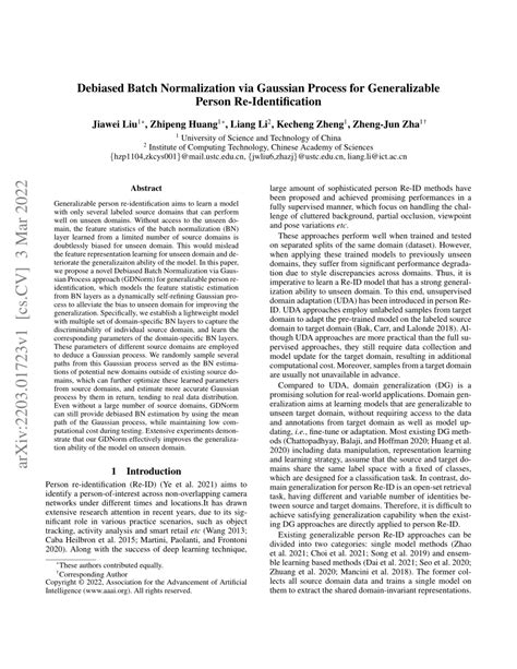 Pdf Debiased Batch Normalization Via Gaussian Process For Generalizable Person Re Identification