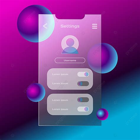 Gradient Glass Morphism Mobile App Ui Settings Template Vector Template Download On Pngtree