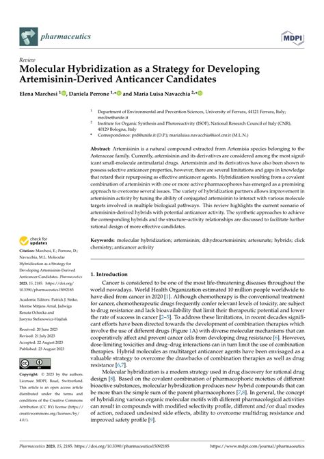 Pdf Molecular Hybridization As A Strategy For Developing Artemisinin