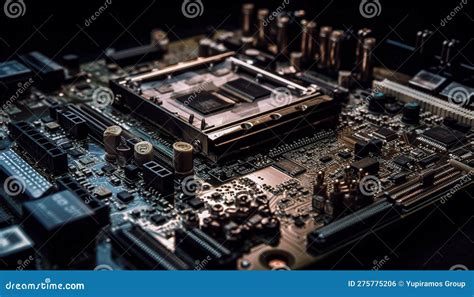 Complex Circuit Board Shows Progress In Technology Generated By Ai