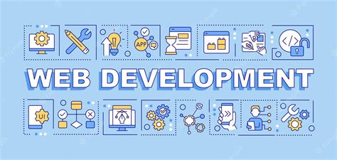 Premium Vector Web Development Word Concepts Blue Banner