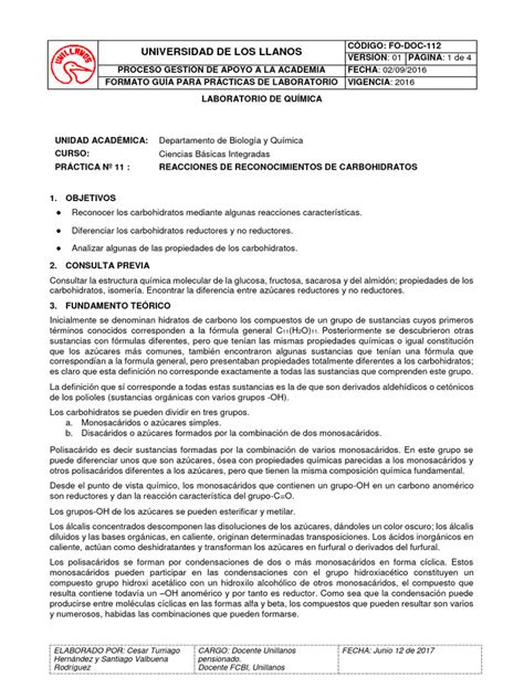 Pract 11 Reacciones De Reconocimientos De Carbohidratos Pdf Carbohidratos Polisacárido