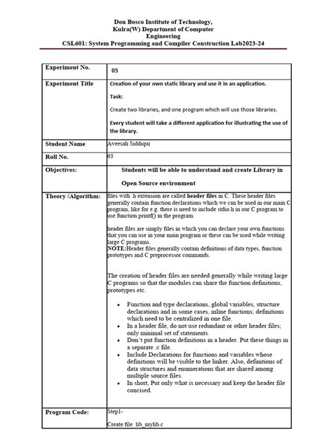 Experiment No5 | Download Free PDF | Library (Computing) | Computer Program