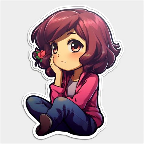 Premium Ai Image Anime Girl Sitting On The Ground With Her Hand On