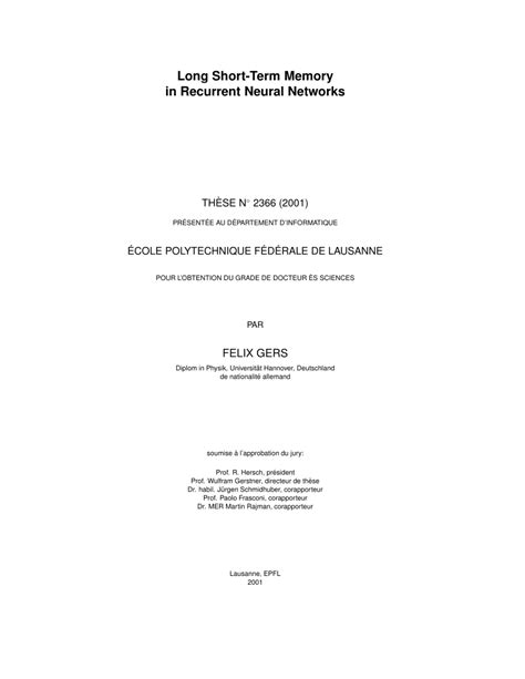 pdf long short term memory in recurrent neural networks