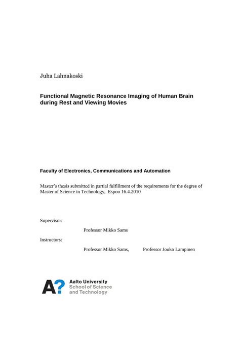 Pdf Functional Magnetic Resonance Imaging Of Human Brain Lib Tkk Fi Dipl 2010 Urn100264 Pdf