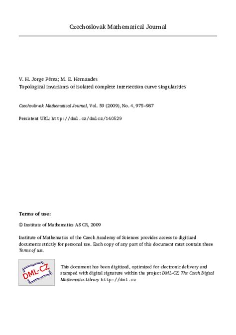 Pdf Topological Invariants Of Isolated Complete Intersection Curve Singularities