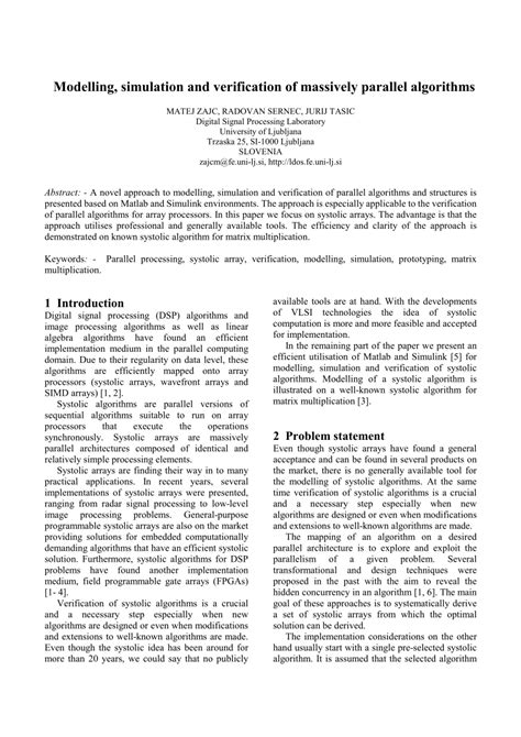 pdf modelling simulation and verification of massively parallel