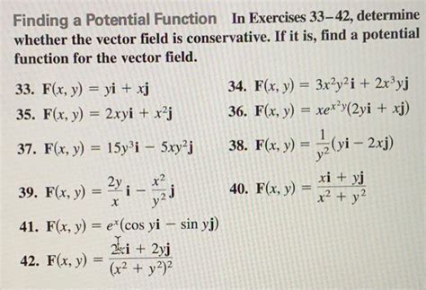Solved Finding A Potential Function In Exercises 3342 Chegg Com