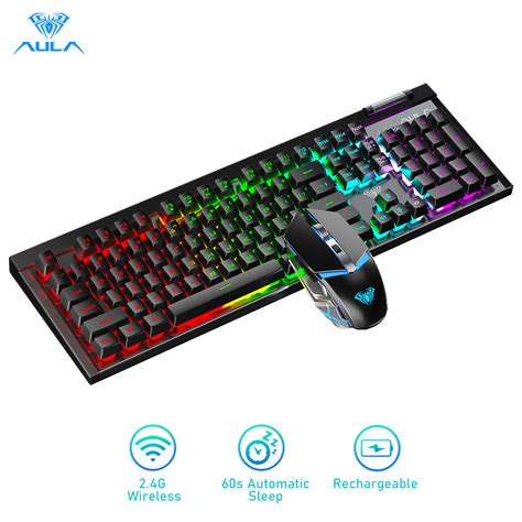 AULA T Wireless Game Keyboard Mouse Combo Mechanical Backlight Effect Rechargeable Mechanical