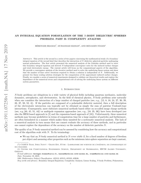 Pdf An Integral Equation Formulation Of The N Body Dielectric Spheres