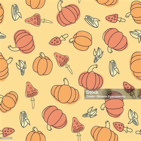 호박과 다른 야채의 매끄러운 패턴 호박 당근 무 사탕무 야채 인쇄 간단한 요소의 패턴입니다 벡터 그림입니다 0명에 대한 스톡 벡터 아트 및 기타 이미지 Istock