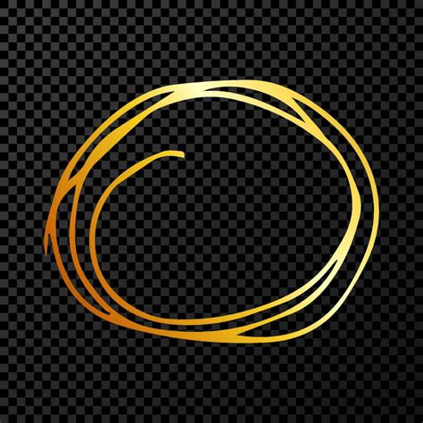 Hand Drawn Scribble Circle Gold Doodle Round Circular Design Element On Dark Background Vector