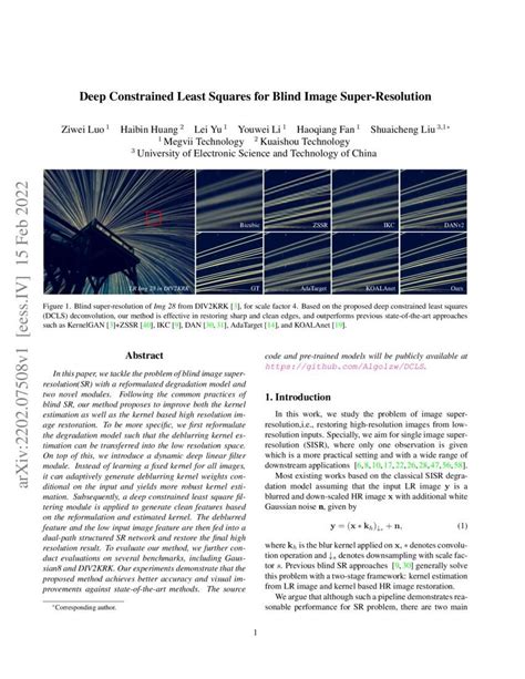 Deep Constrained Least Squares For Blind Image Super Resolution By Ziwei Luo Et Al Rarxivdaily
