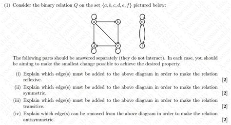 solved 1 consider the binary relation q on the set qe b