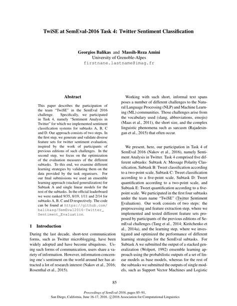 Pdf Twise At Semeval 2016 Task 4 Twitter Sentiment Classification