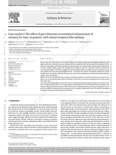 Pdf Gaze Matters The Effect Of Gaze Direction On Emotional