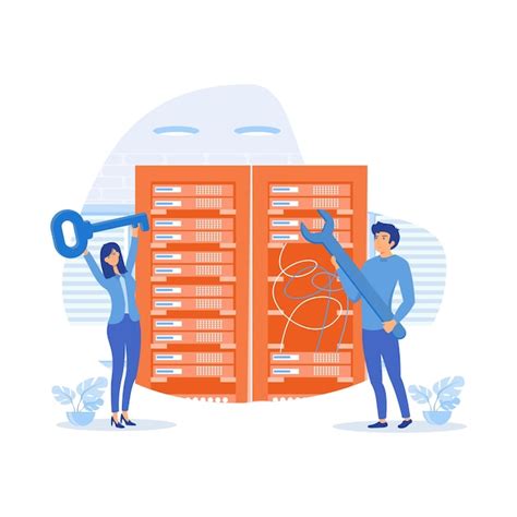 Premium Vector Server Maintenance Server Security Showing The Server Is Being Maintained By A