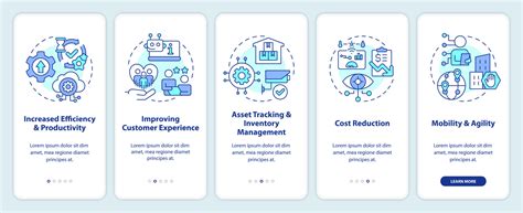 Iot Business Benefits Onboarding Mobile App Screen Digital Transform Walkthrough 5 Steps