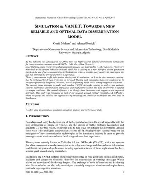simulation and vanet towards a new reliable and optimal data