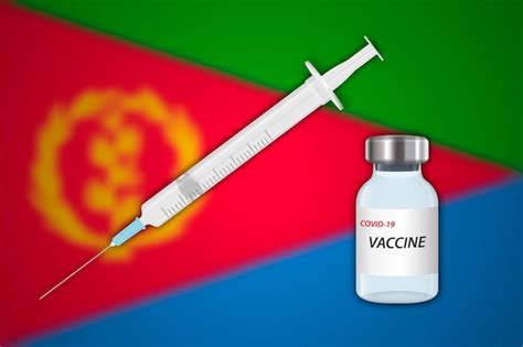 Premium Vector Syringe And Vaccine Vial On Blur Background With Eritrea Flag