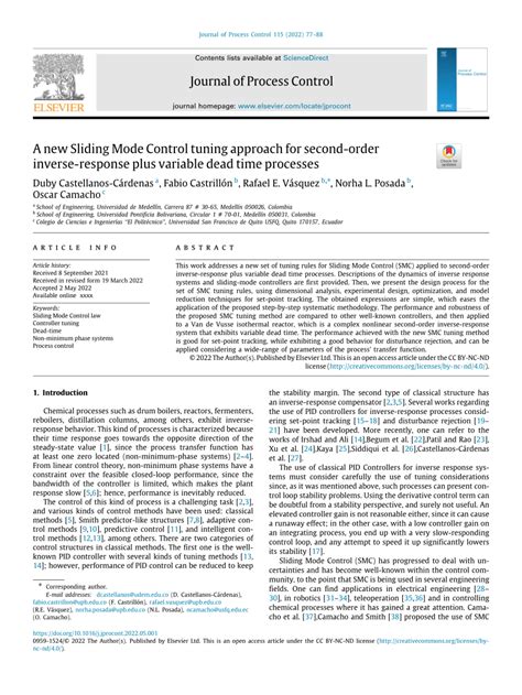 Pdf A New Sliding Mode Control Tuning Approach For Second Order Inverse Response Plus Variable