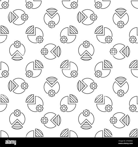 Pie Chart With Gear Vector Stem Concept Linear Minimal Seamless Pattern