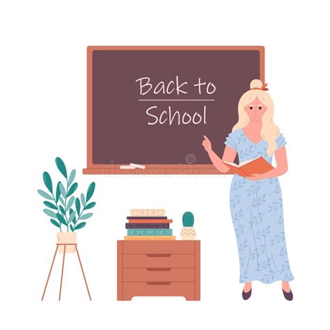 Female Teacher At Classroom Near Blackboard Back To School Education
