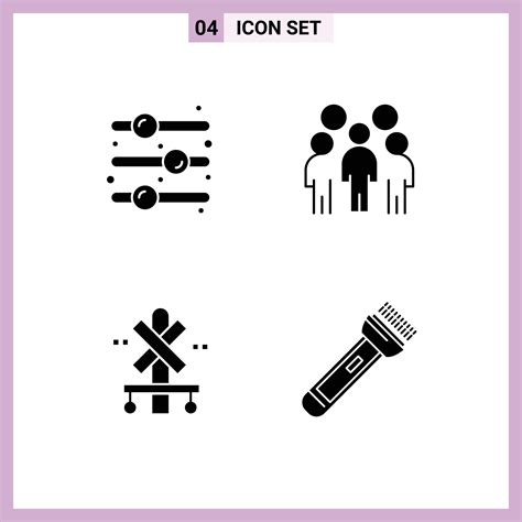 Set Of 4 Modern Ui Icons Symbols Signs For Design Element Cross Toggle Switch Leadership Station