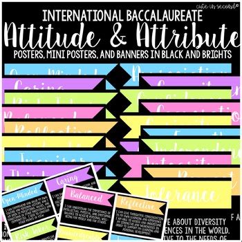 IB Learner Profile Attributes And Attitudes Poster And Banner Set BLACK NEON