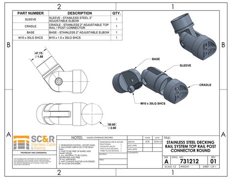 Stainless Cable Railing System Top Rail Post Connector