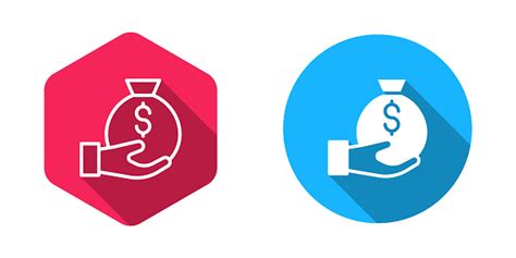 채워지고 윤곽선 돈 가방 아이콘은 긴 그림자 배경으로 격리되어 있습니다 달러 또는 Usd 기호 현금 은행 통화 기호입니다 벡터