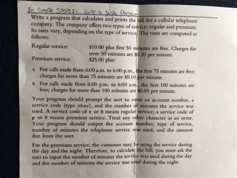 Solved Write A Program That Calculates And Prints The Bill