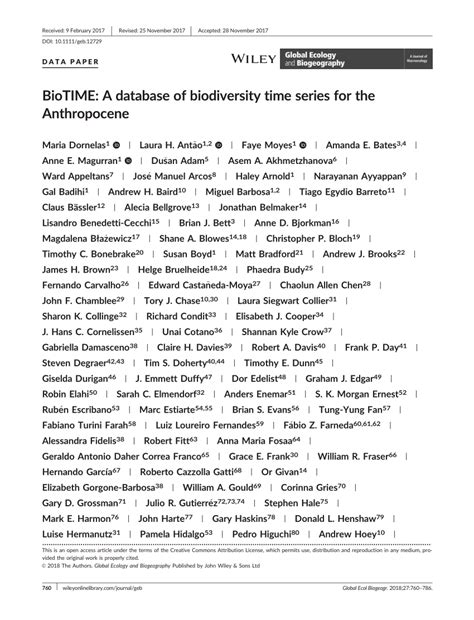 Pdf Biotime A Database Of Biodiversity Time Series For The Anthropocene