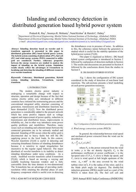pdf islanding and coherency detection in distributed generation based