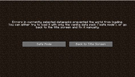 Help Errors In Currently Selected Datapacks Prevented World From Loading R Minecraft